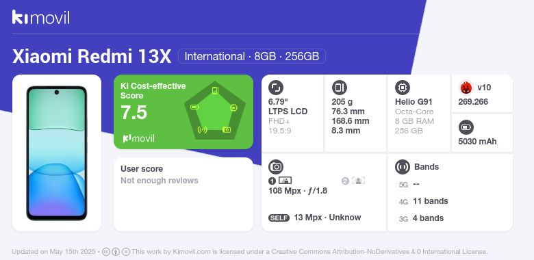 Xiaomi Redmi 13X: Precio (desde 129.00€) y características [Mayo 2025]
