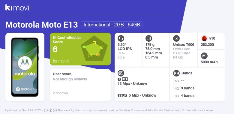 Motorola Moto E13: Precio, características y donde comprar