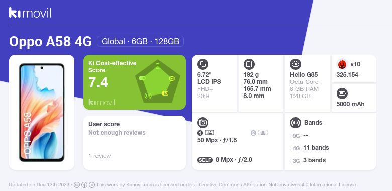 Oppo A58 4G: Precio, características y donde comprar