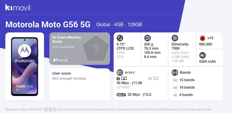 Motorola Moto G56 5G: Precio, características y donde comprar
