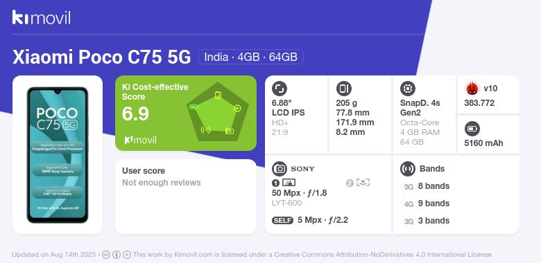 Xiaomi Poco C75 5G: Precio (desde 70.00€) y características [Noviembre 2025]